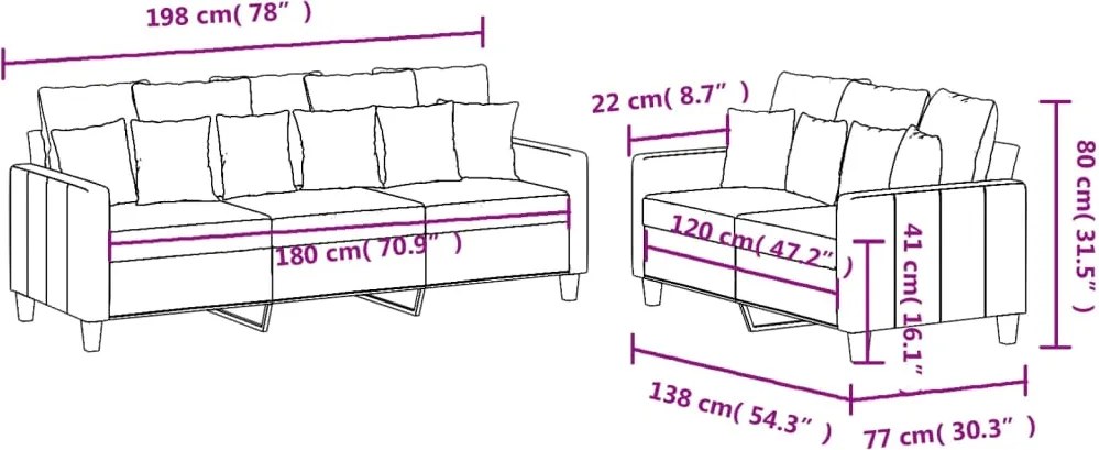 2dílná sedací souprava s poduškami světle šedá textil 3201664