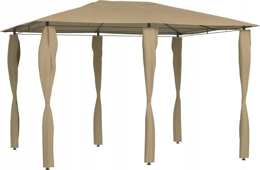 Altán s krytými sloupky 3 x 4 x 2,6 m 160 g/m² taupe s kryty sloupků 3 x