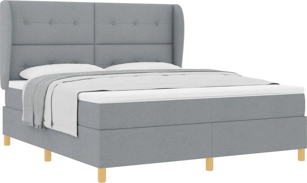 Postel s boxspringem s čelo Světle šedá 200 x 180 cm textil 3340767