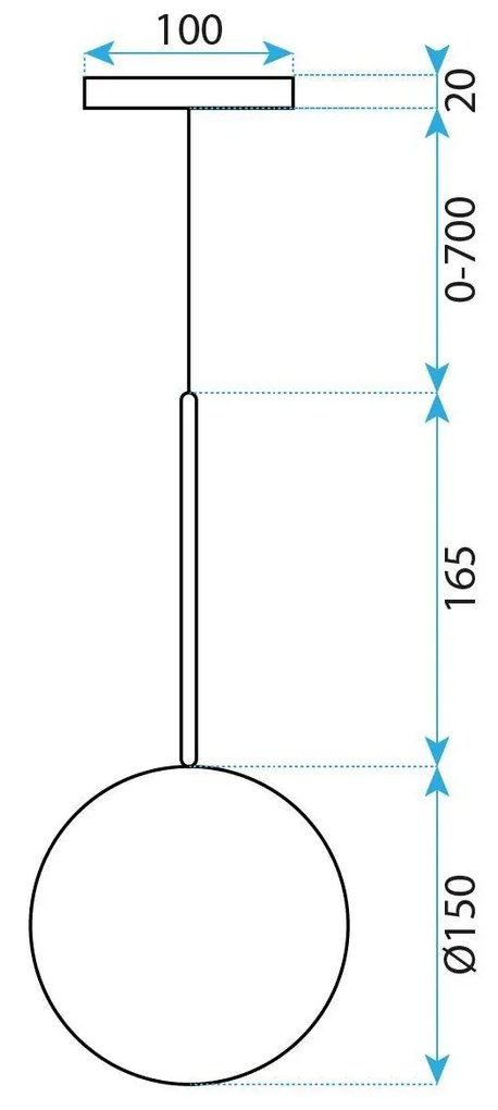 Toolight LED skleněné stropní závěsné svítidlo 15cm APP1682-1CP