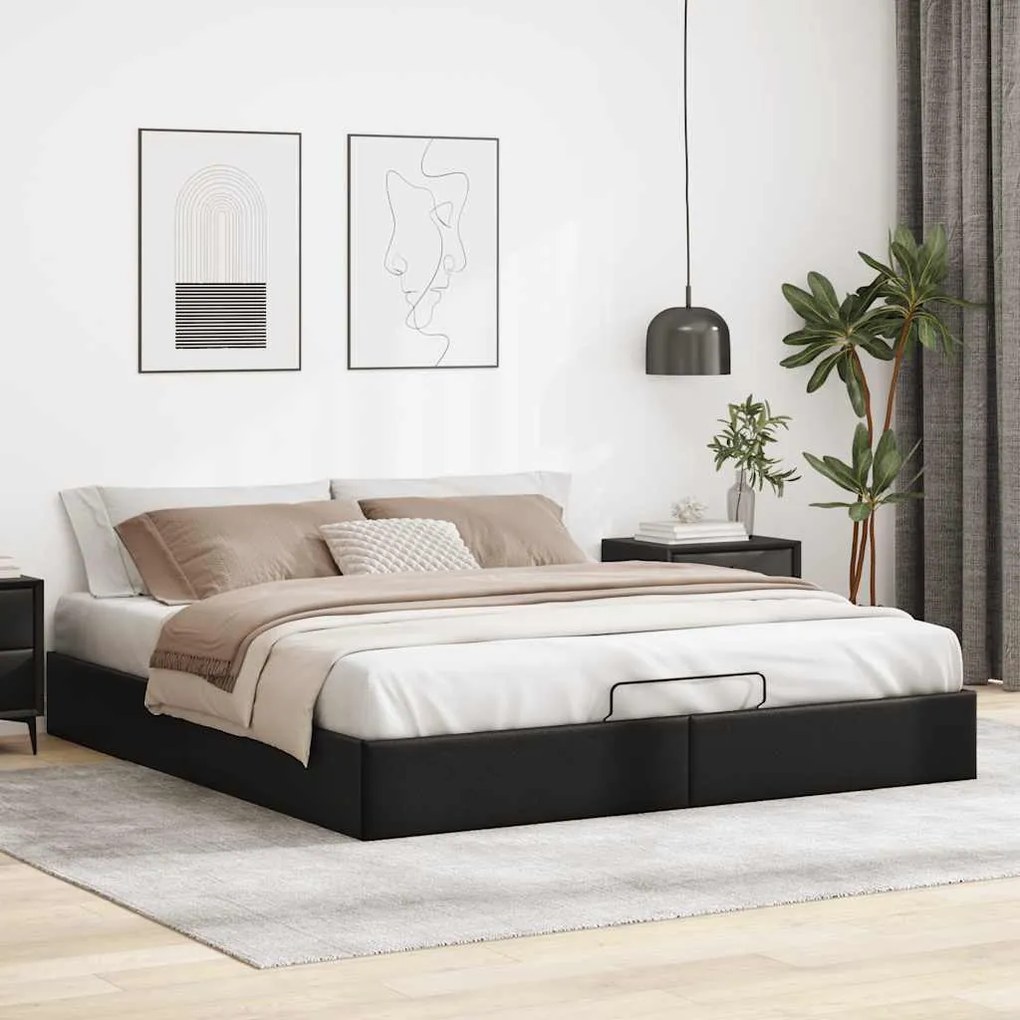 Osmanský rám postele bez matrace černá 160x200 cm umělá kůže 3310809
