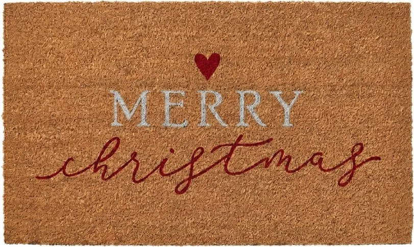 Hnědá kokosová rohožka Merry Christmas - 75*45*1 cm