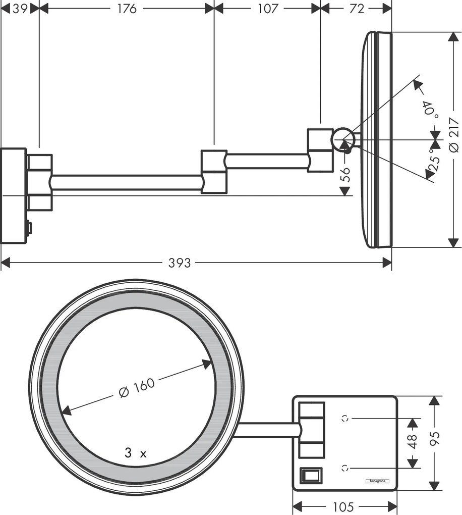 Hansgrohe AddStoris - Kosmetické zrcadlo s LED osvětlením, kartáčovaný bronz 41790140