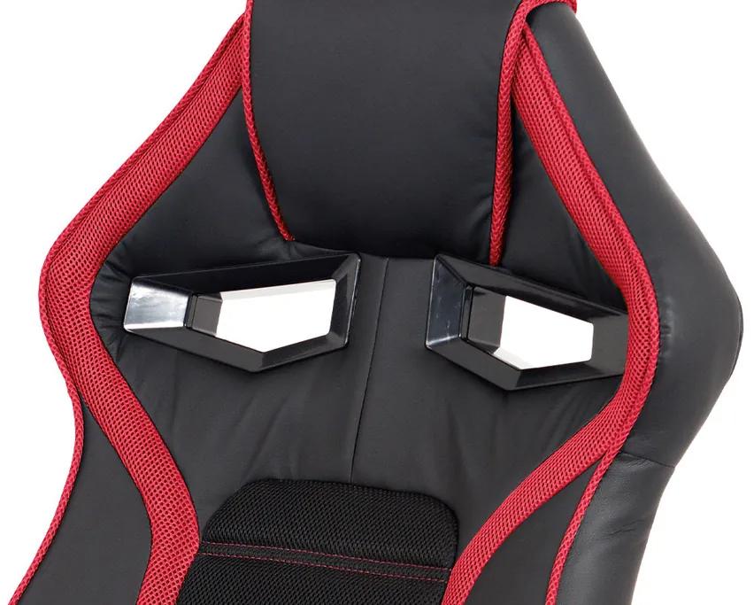 Autronic Kancelářská židle, potah černá ekokůže, černá a červená látka MESH, černý plasto KA-G406 RED