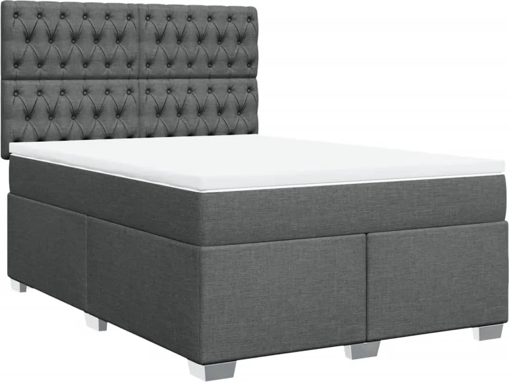Box spring postel s matrací tmavě šedý 140 x 190 cm textil 3292791