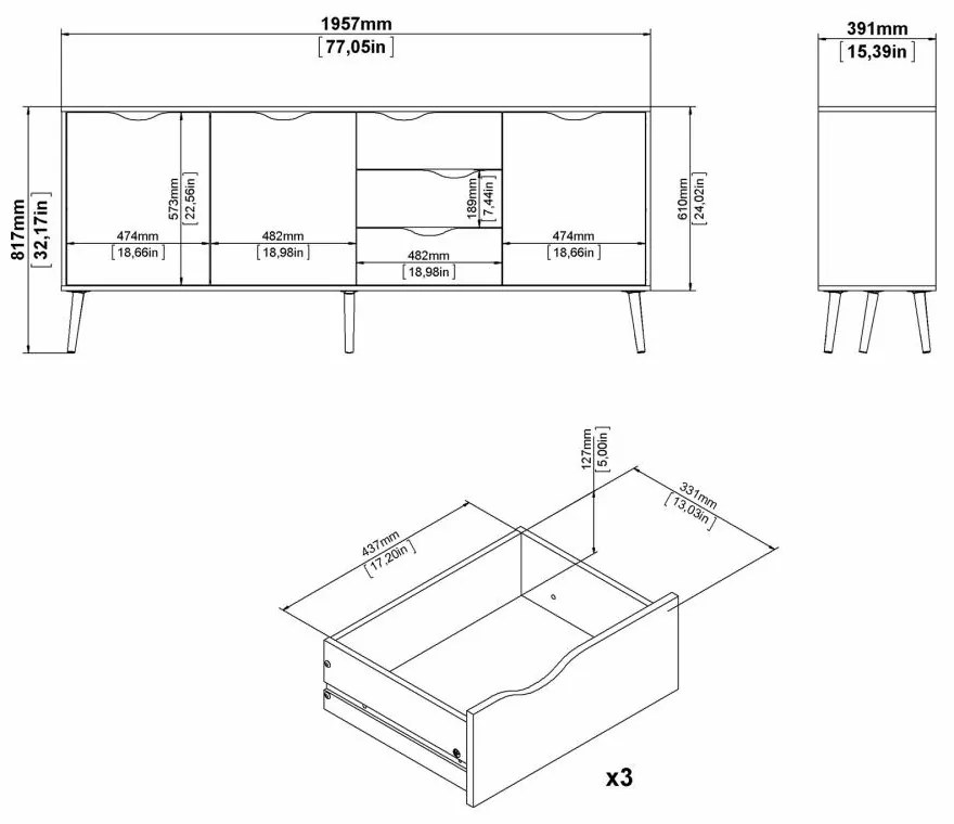 Tvilum Komoda Retro 454 bílá/dub sonoma