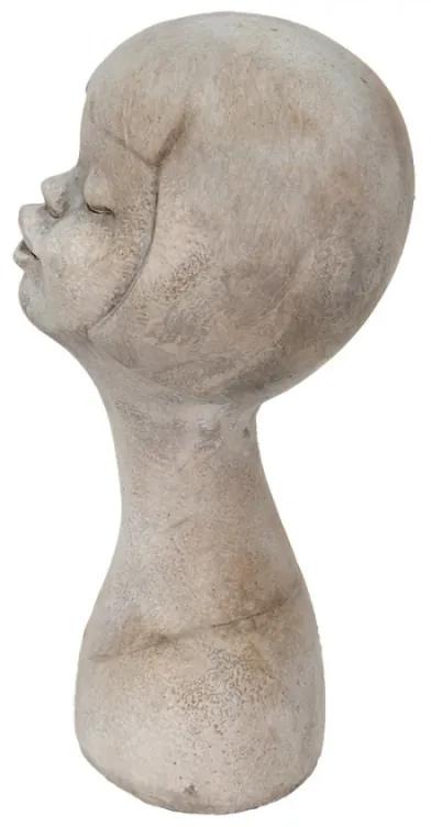Šedá cementová dekorace busta dívky – 12x11x24 cm