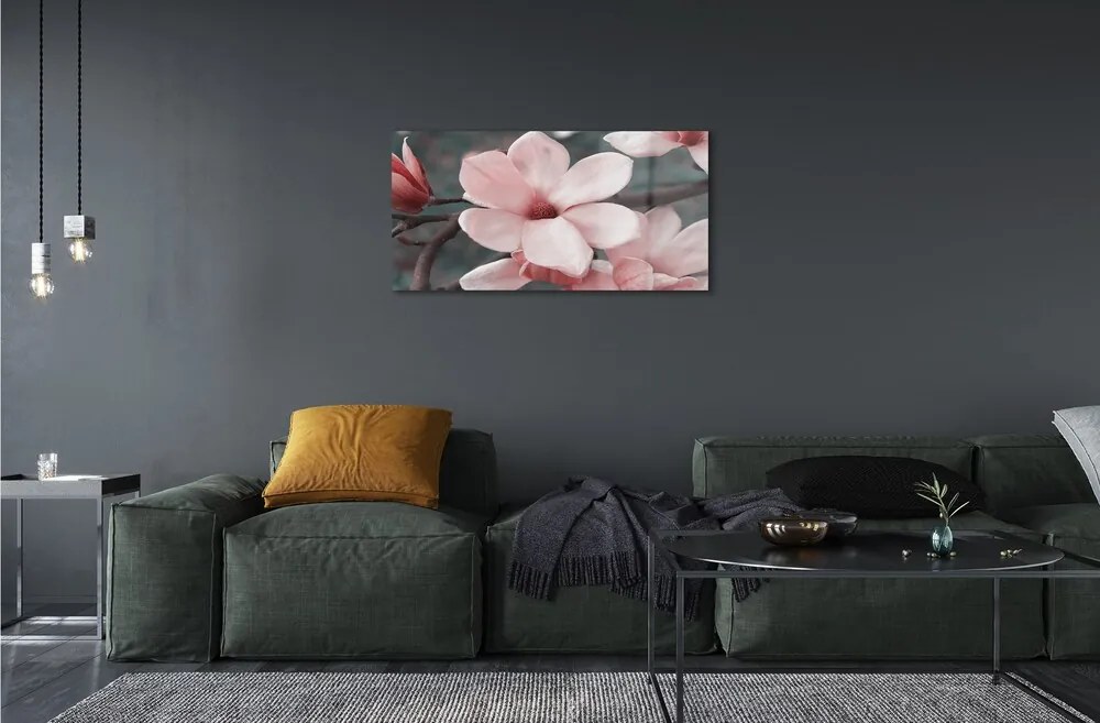 Obraz na skle růžové květy 120x60 cm