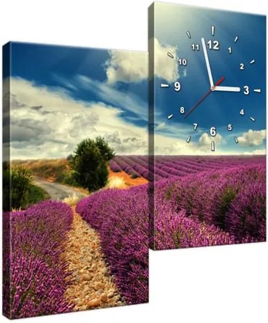 Tištěný obraz s hodinami Levandulová země 60x60cm ZP1156A_2J