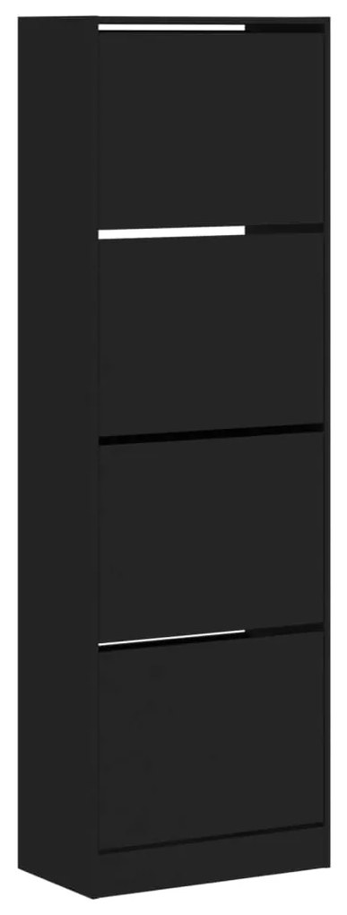 Botník se 4 výklopnými zásuvkami černý 60 x 34 x 187,5 cm - Default Title