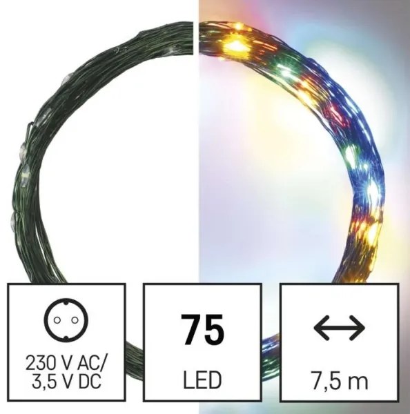 LED Vánoční venkovní řetěz 75xLED/12,5m IP44 multicolor