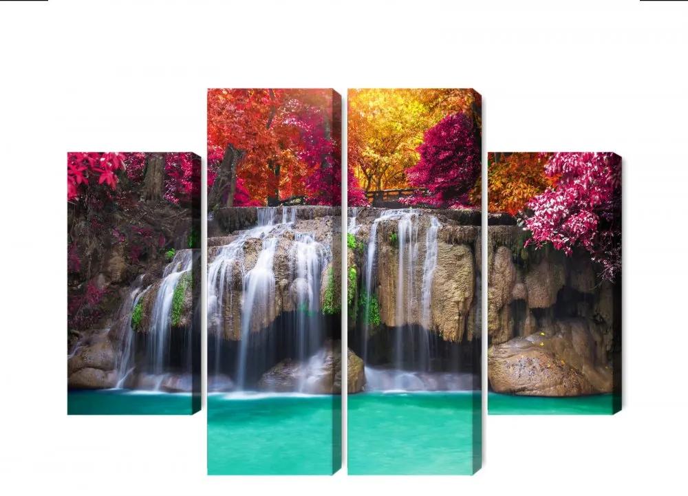 Vícedílný obraz Vodopád V Hlubokém Lese Nedostatek Nedostatek Přírodní plátno 200x150