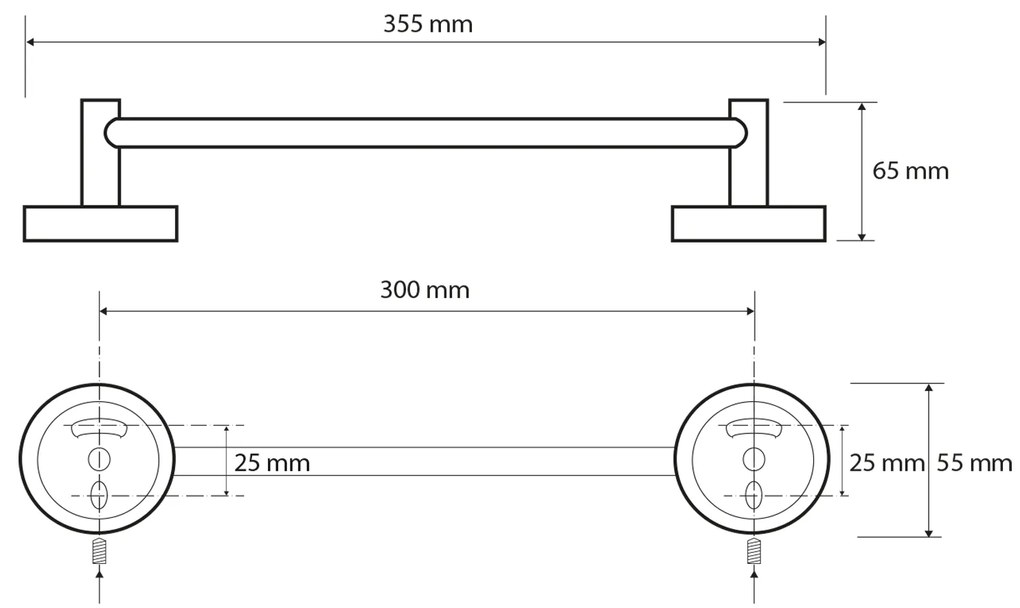 Sapho X-ROUND E držák ručníků 300x65mm, chrom - XR406