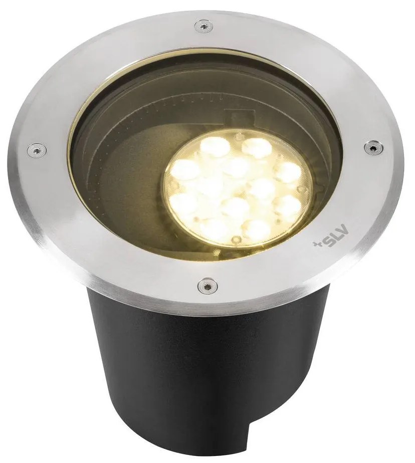 LA 1009168 DASAR® L svítidlo do země, asymetrické, 3000K, 70°/40°, IP65/IP67, kulaté, nerezová ocel / černá - BIG WHITE (SLV)
