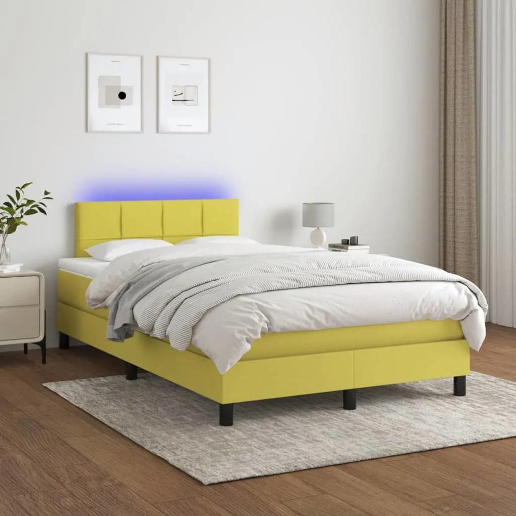 vidaXL Box spring postel s matrací a LED 120 x 200 cm textil [3133147] Barva: Tmavě šedá