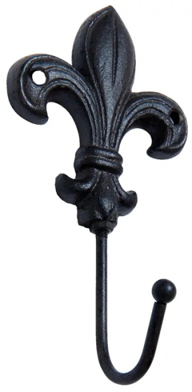 Hnědý kovový nástěnný háček s ornamentem – 8x5x15 cm