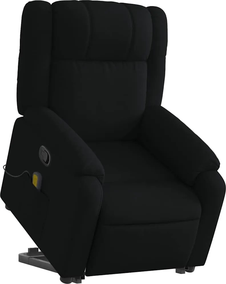 Zvedací masážní polohovací křeslo černé textil 3205216