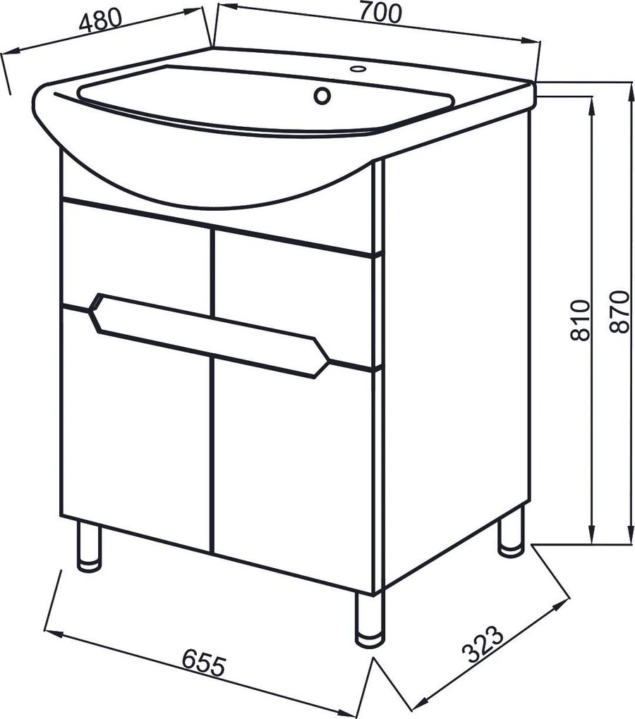 Lavedo Estel 70 koupelnová skříňka s umyvadlem