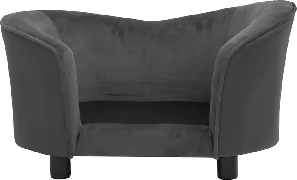 Pohovka pro psy tmavě šedá 69 x 49 x 40 cm plyš a umělá kůže 171033