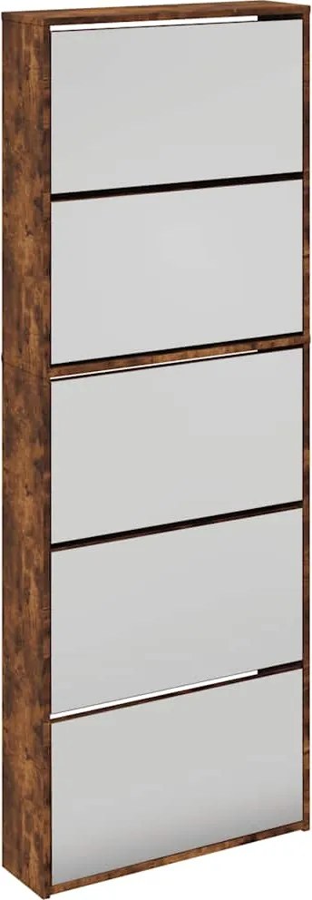 Botník se zrcadlem 5patrový kouřový dub 63 x 17 x 169,5 cm 3228283