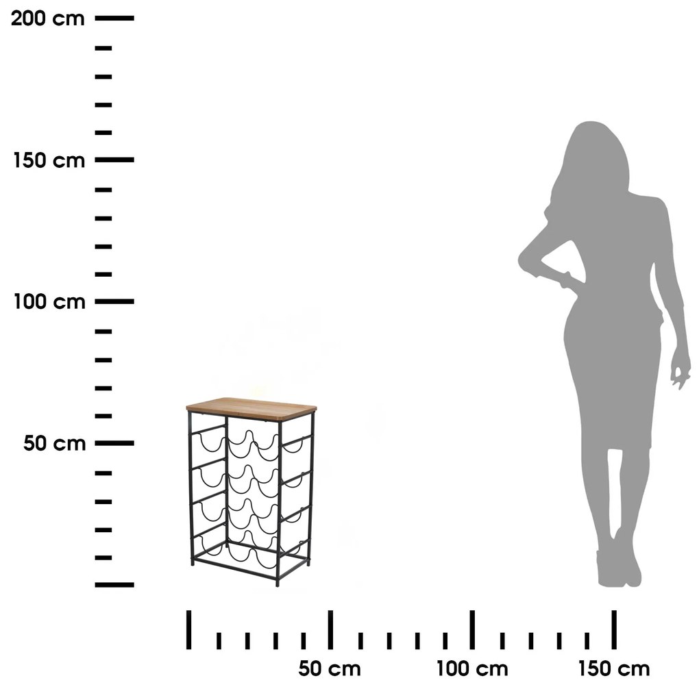 STOJAN NA VÍNO DEBRA 60X26X40 CM ČERNÁ/HNĚDÁ