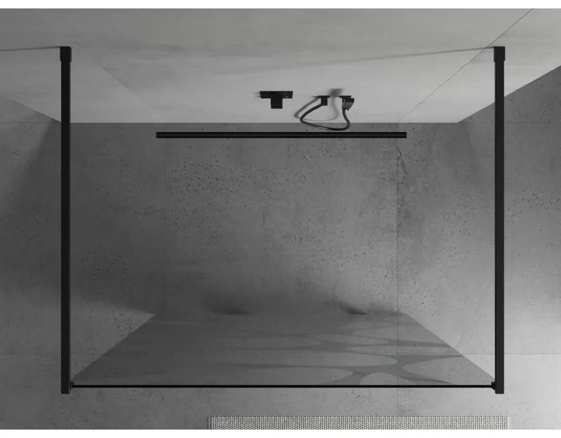 Mexen Kioto volně stojící sprchová zástěna 110 x 200 cm, Průhledné/Bílý vzor 8 mm, Černá - 800-110-002-70-97