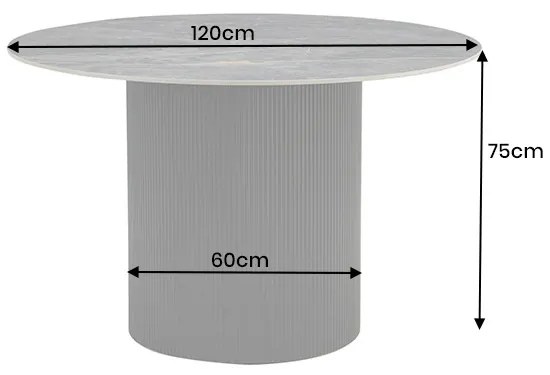 Kulatý jídelní stůl Parthenia 120 cm vzor šedý mramor