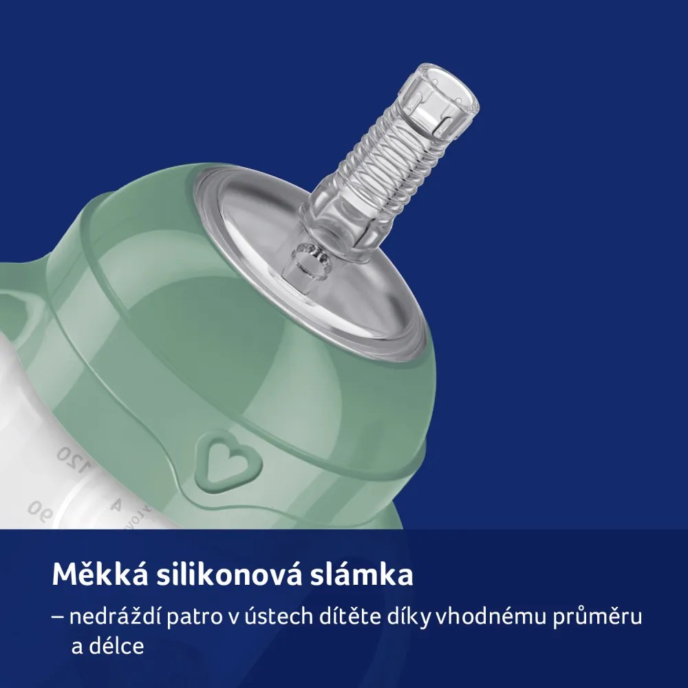 LOVI První hrneček se slámkou a závažím 150ml zelený