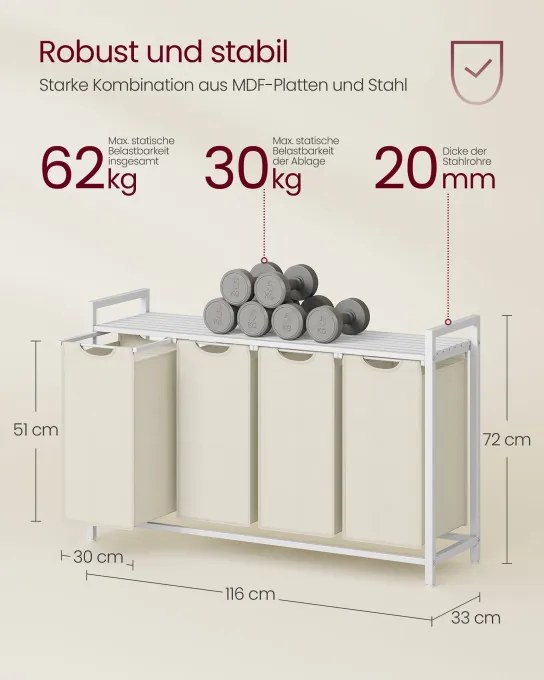 Prádelní koš se 4 přihrádkami BLH401W01
