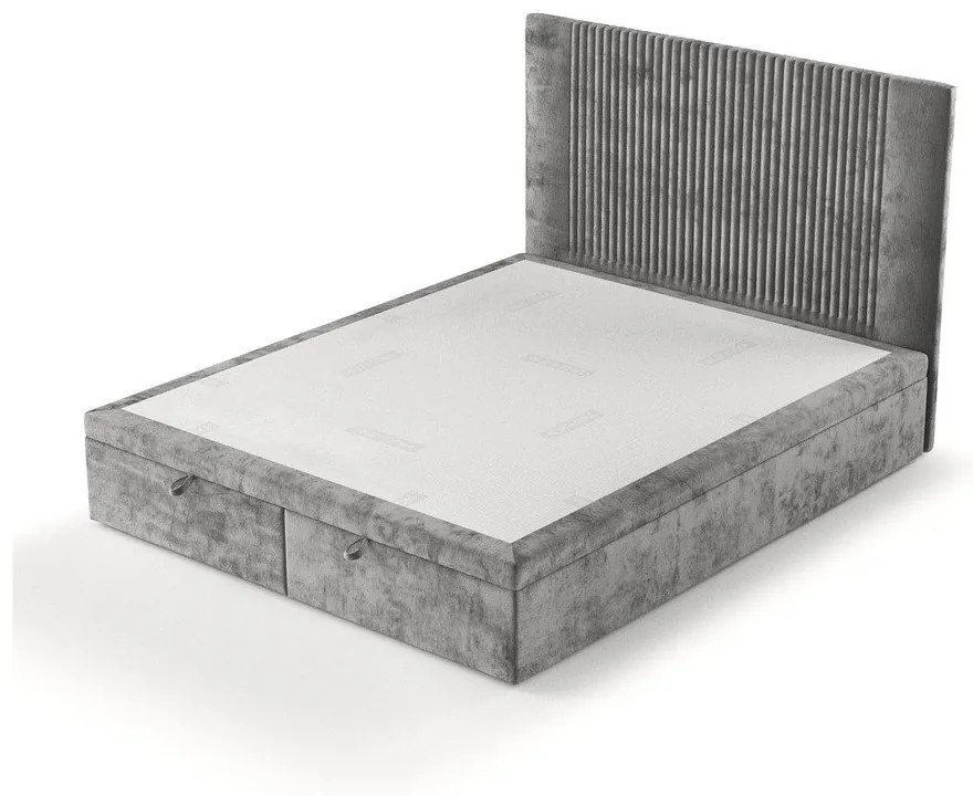 Šedá čalouněná dvoulůžková postel s úložným prostorem 180x200 cm Mavel – Maison de Rêve