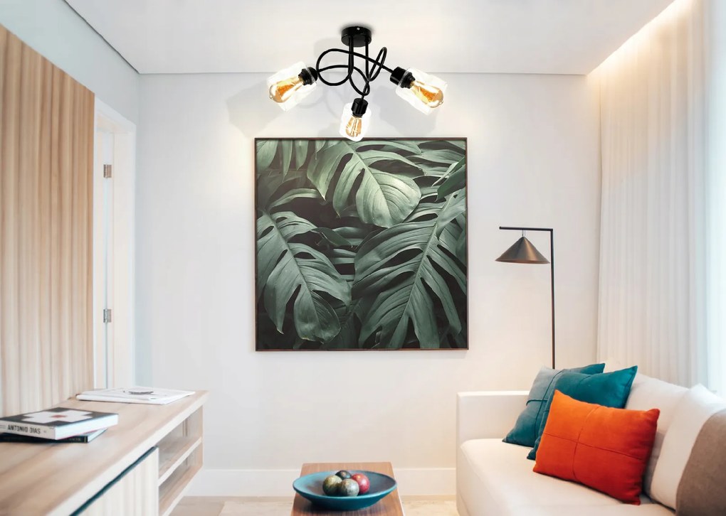 BERGE LED lustr stropní svítidlo 3xE27, skládací skleněný čtverec, průhledné
