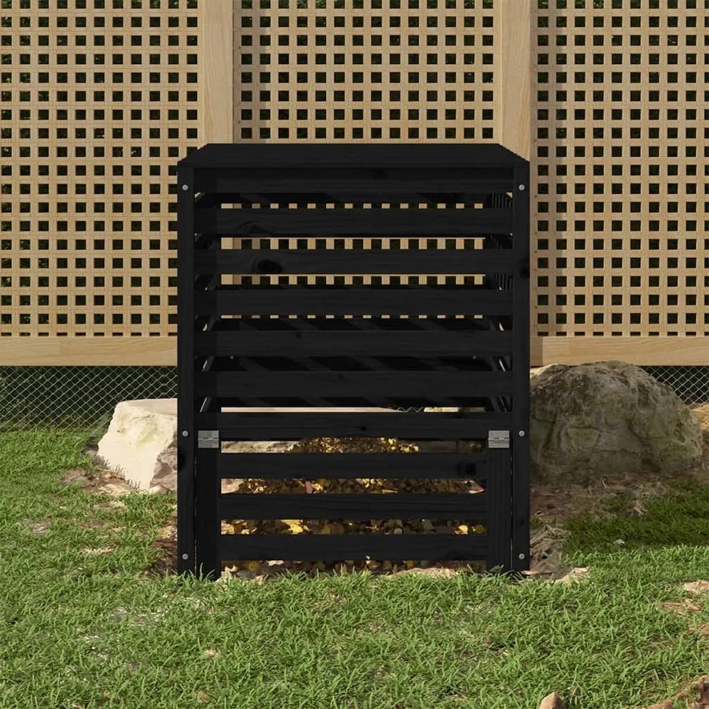 Kompostér černý 82,5 x 82,5 x 99,5 cm masivní borové dřevo - Default Title