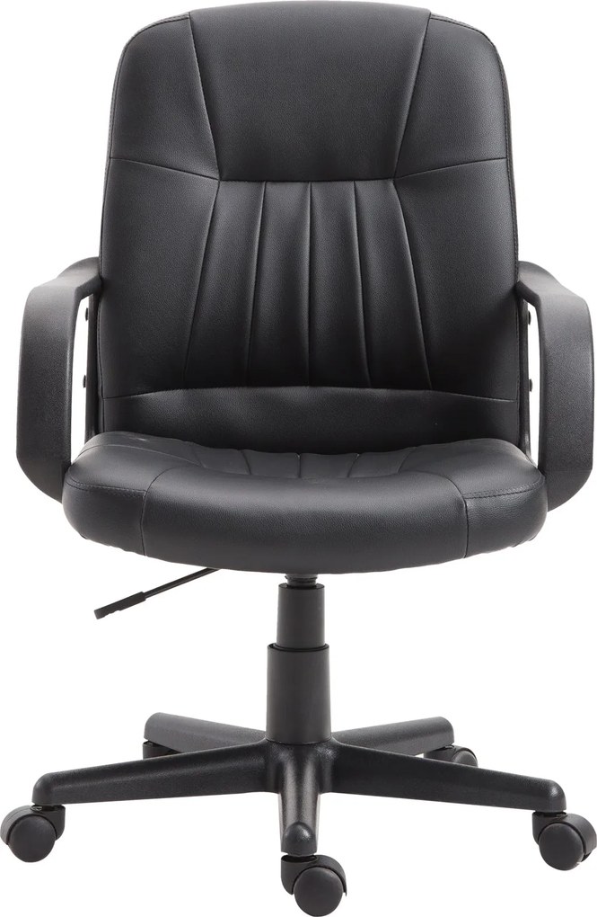 Ergonomická a otočná kancelářská židle Vinsetto, kancelářské křeslo s nastavitelnou výškou v umělé kůži 60x60x94-103cm Černá | Aosom