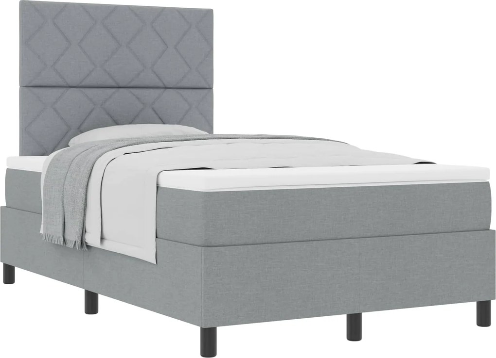 Postel s boxspringem s čelo Světle šedá 120 x 200 cm textil 3339455