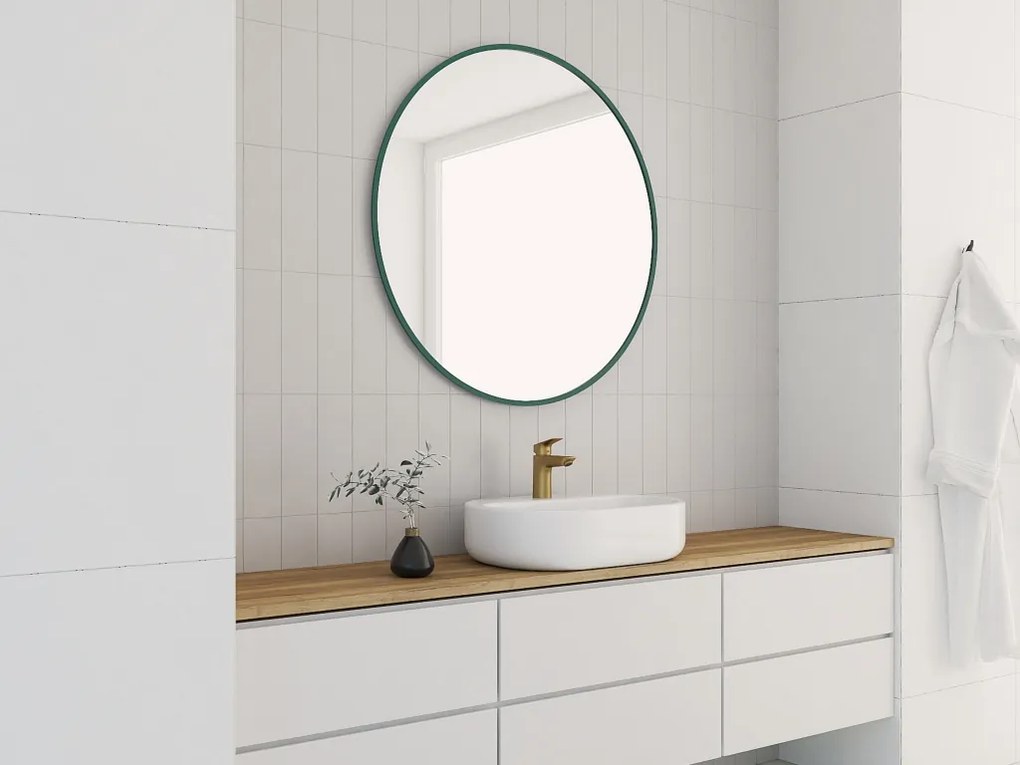 In-Design Zrcadlo RoundLine - zelený matný rám, bez osvětlení Průměr zrcadla (mm): 800