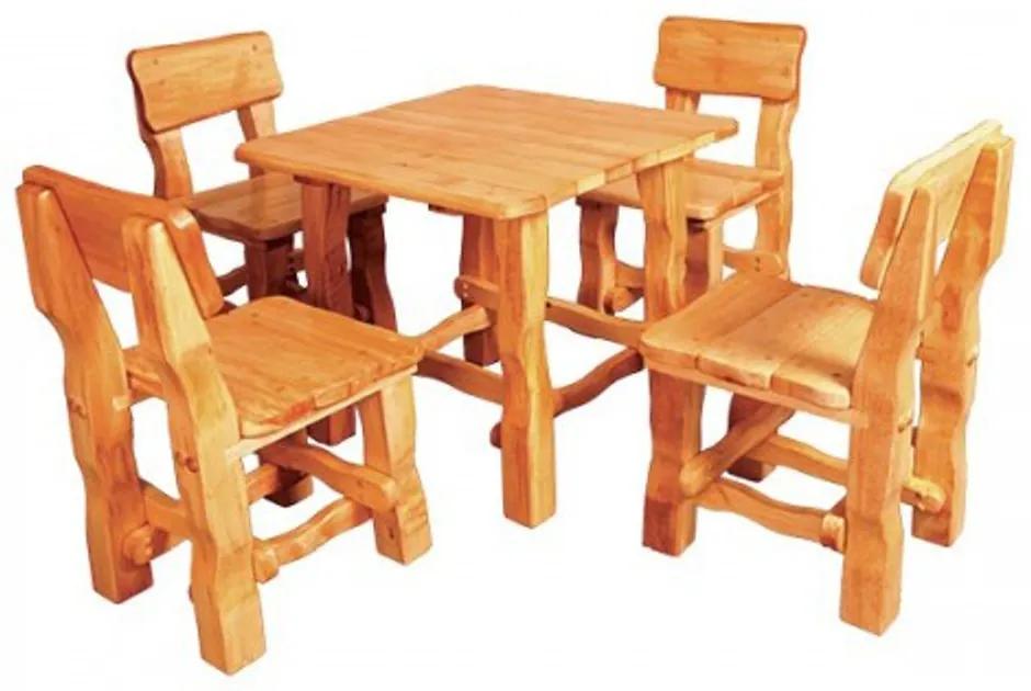 Drewmax Čtvercový zahradní set MO213, stůl + 4 židle - dub