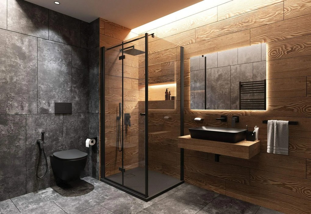 Deante Obdélníková sprchová vanička Correo 120x90 cm, granit, černá - KQR N43B