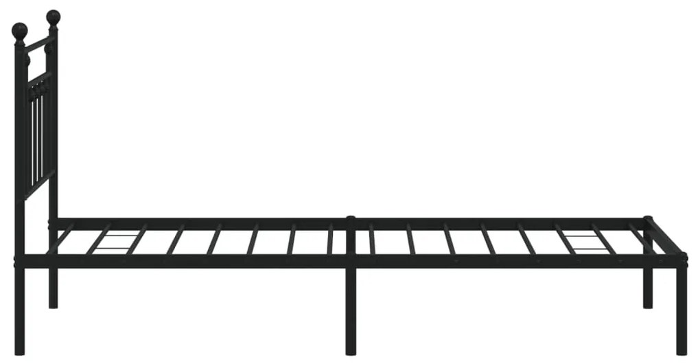 Kovový rám postele s čelem černý 90 x 200 cm - Default Title