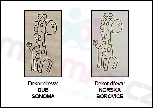 Dětská komoda s výřezem ŽIRAFA - přírodní
