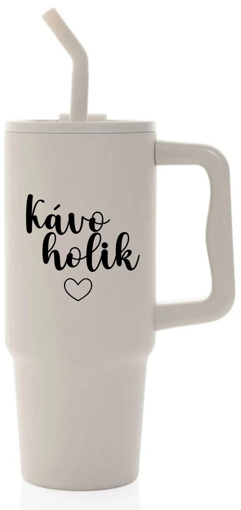 KÁVOHOLIK - béžový cestovní termohrnek 900 ml
