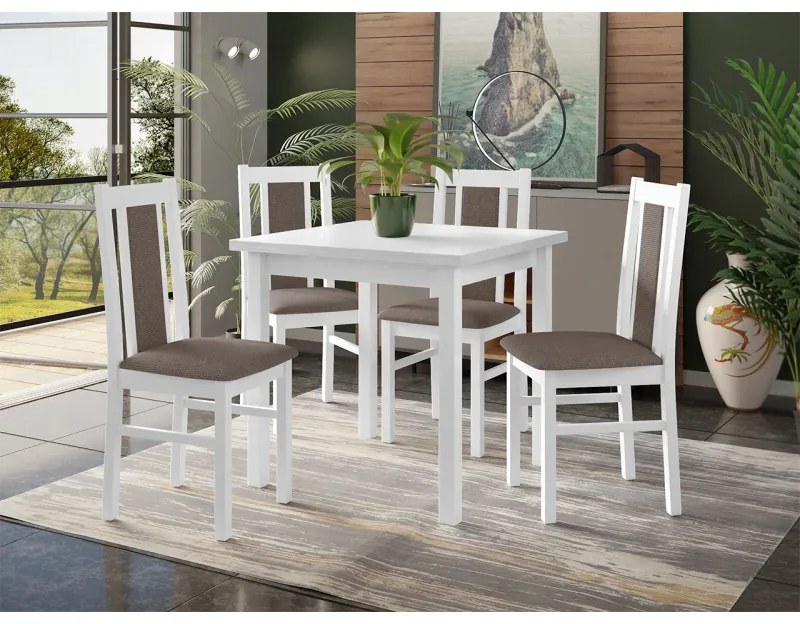Jídelní stůl se 4 židlemi - AL27, Barva dřeva: bílá-L, Potah: Hygge D91