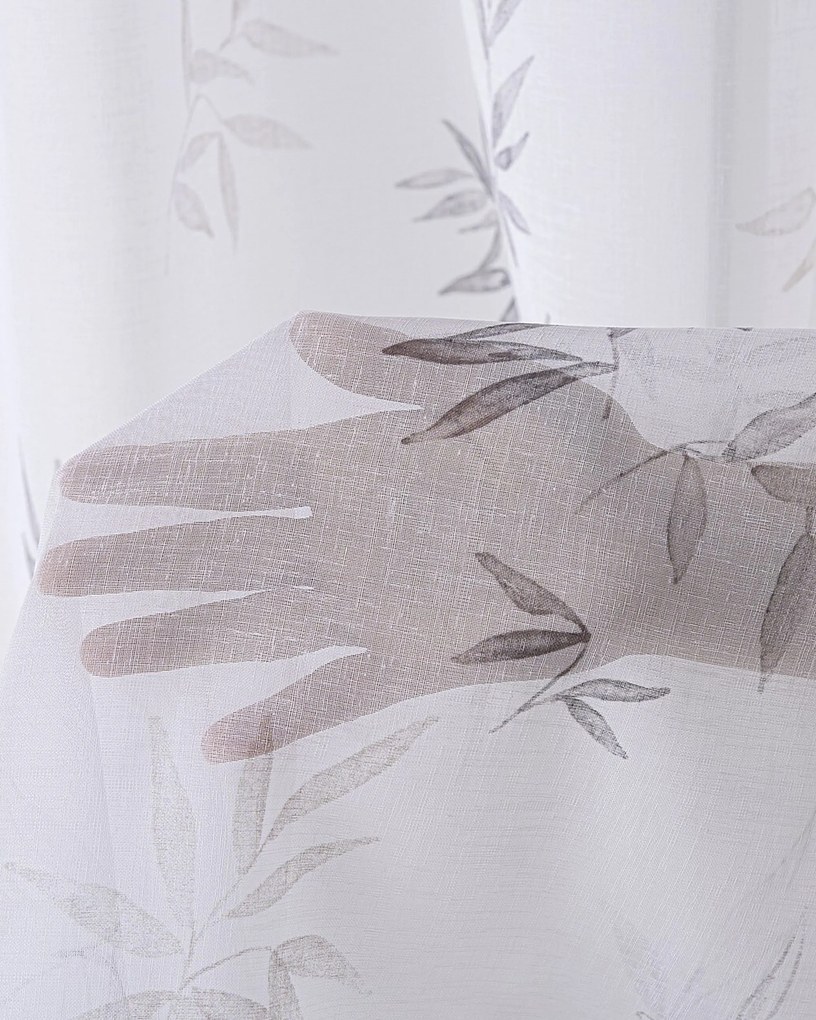 Záclona na dvojitých hačcích flex barva bílá látka poloprůhledná, vzorované