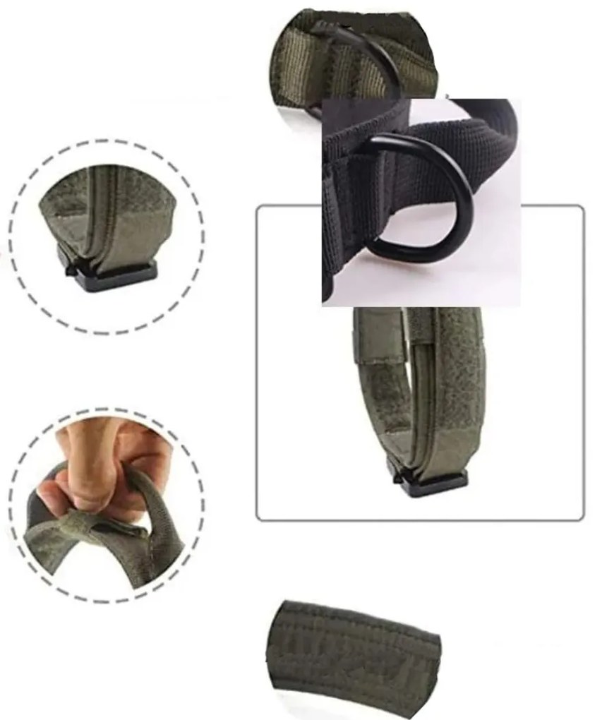Camerazar Taktický obojek pro psy XL, nylon, 50-62 cm x 3,8 cm, s rychloupínací přezkou a ovládací rukojetí