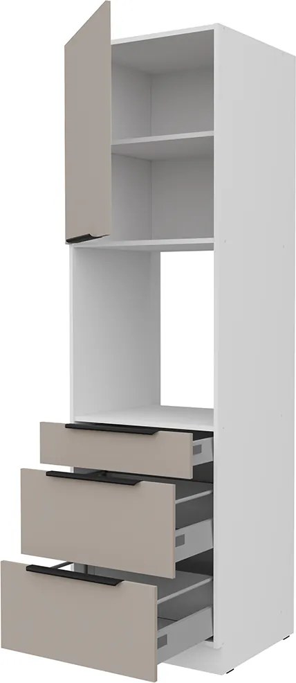 ARIA lb | vysoká skříňka 60 DPS-210 3S1F na vestavnou troubu | PREMIUM BOX | 60 cm | ANTI FINGERPRINT povrch | bílá/béžová
