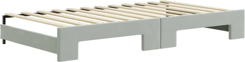 Válenda s přistýlkou a zásuvkami světle šedá 100 x 200 cm samet 3197008
