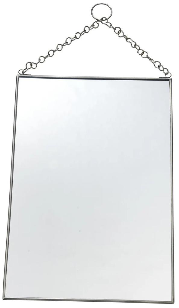 MADAM STOLTZ Závěsné zrcadlo Silver, stříbrná barva, sklo, kov