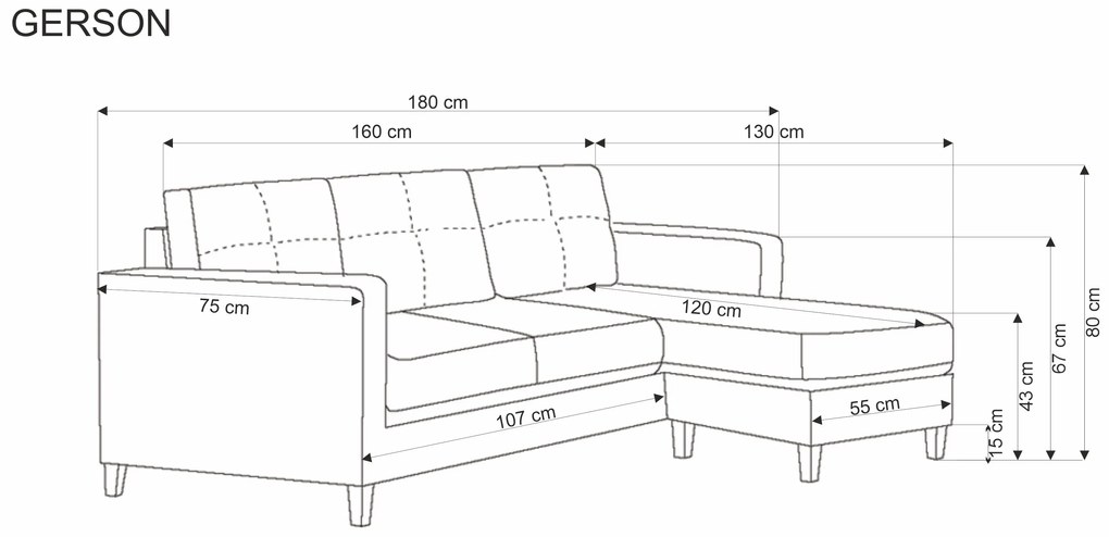 HALMAR GERSON pohovka s taburetem šedá