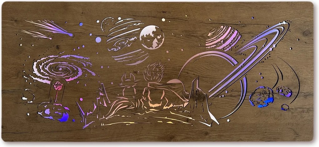 Li-Go "Malý  princ" světelný obraz s baterií 110x50cm varianta ovládání: manuál/pohybové čidlo, provedení povrchu: dub