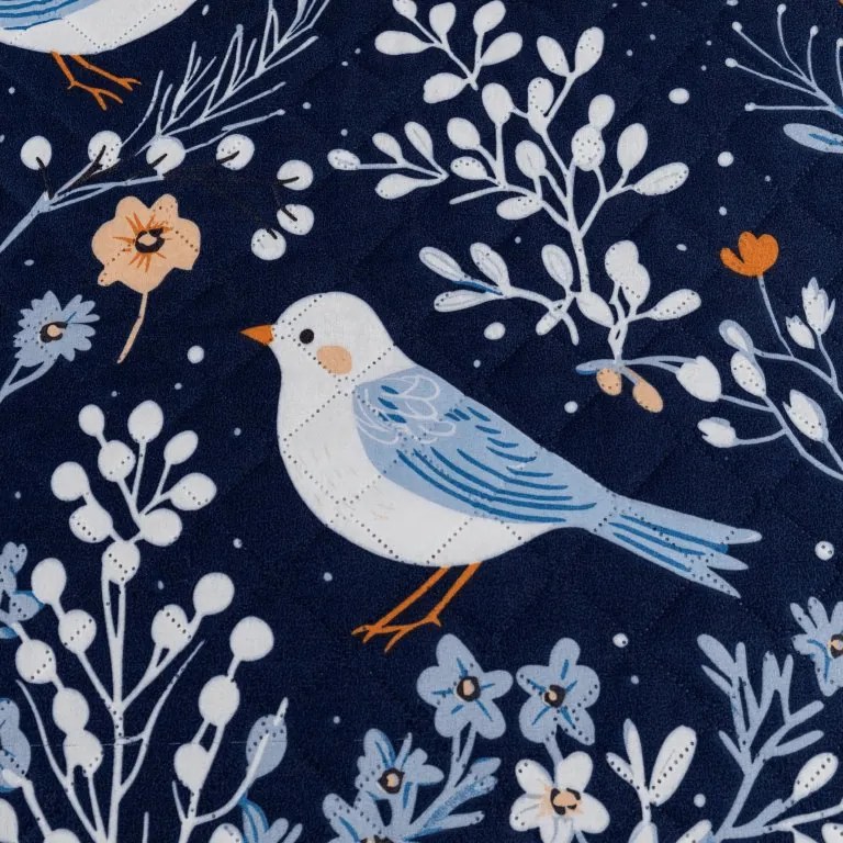 Přehoz na postel DENIM BIRDS, modrý Rozměr: 170 x 210 cm