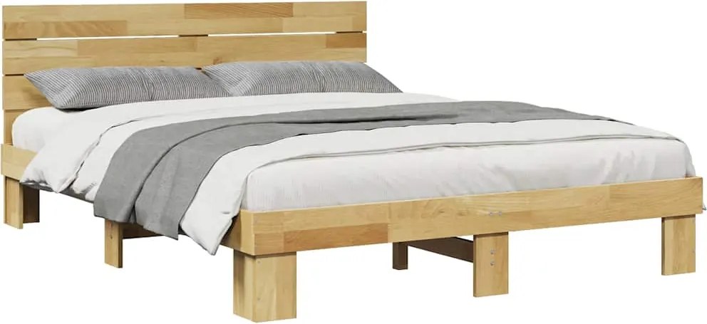 Rám postele s čelem bez matrace 135x190 cm Dubový masiv 3315728